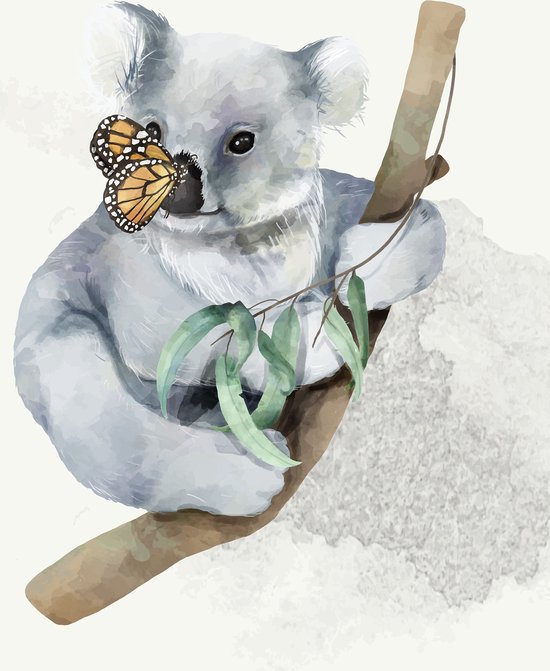 Nzuri Poster Koala met Vlinder - Modern - Kunst - Vintage - Art - A3 ...
