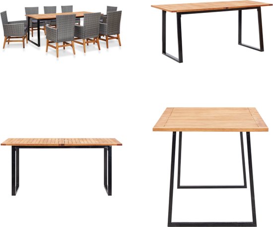 vidaXL 9-delige Tuinset poly rattan en acaciahout grijs - Tuintafel En ...