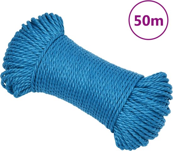 vidaXL - Werktouw - 3 - mm - 50 - m - polypropeen - blauw | bol