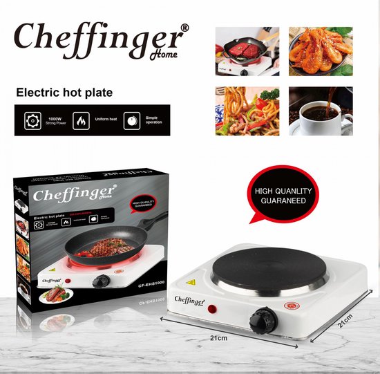 Cheffinger CF-EHS1000: 1000W Elektrische Kookplaat - Enkele | bol