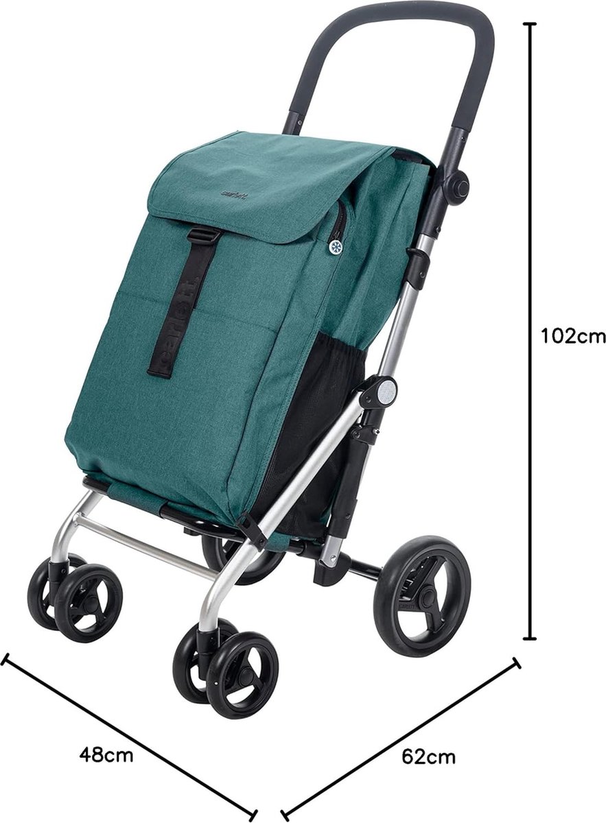 Boodschappentrolley 4 wielen, plooibare supermarkttrolley met grote ...