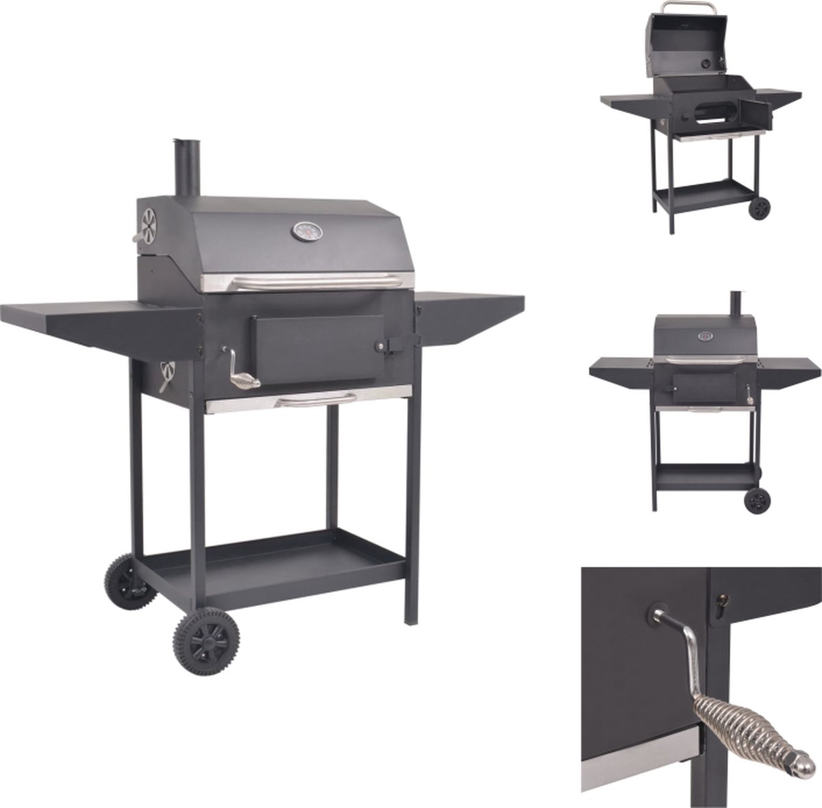 vidaXL Barbecue - Roker - 127x64x125 cm - Zwart - Barbecue | bol