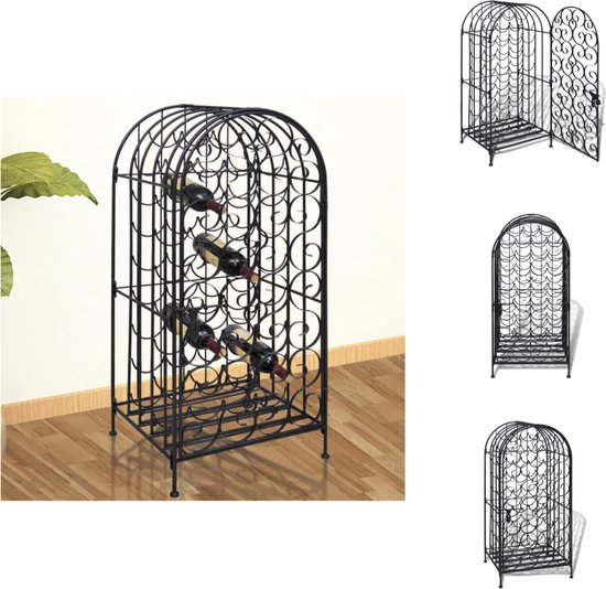 vidaXL Staand Wijnrek - Zwart - 44 x 38 x 100 cm - Capaciteit 35 ...