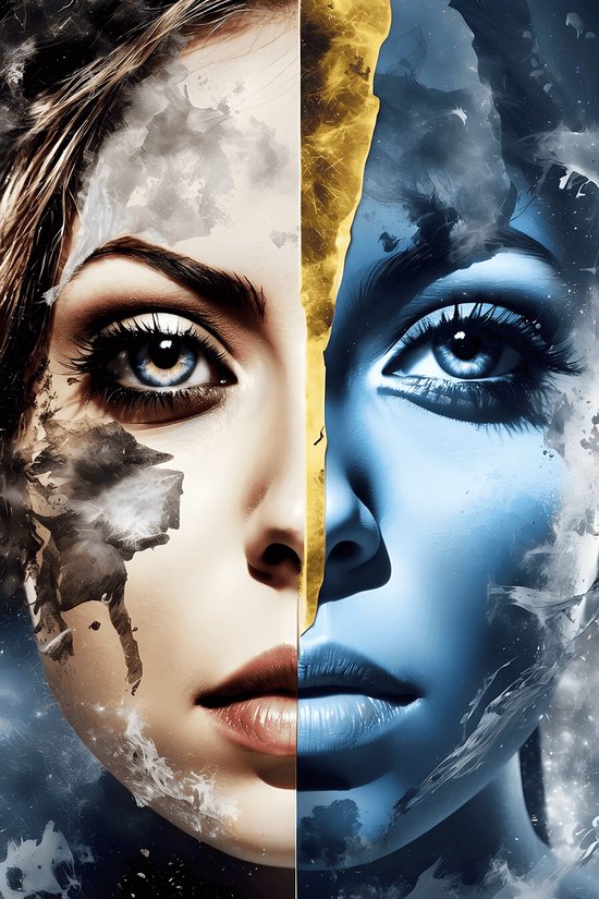 Abstracte Poster | Splitsing | Gespleten Gezicht Poster | 51x71cm ...