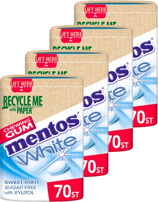 Mentos Gum | White | Sweet Mint | 4 Stuks | 4 x 105 gram (4 x 70 stuks ...