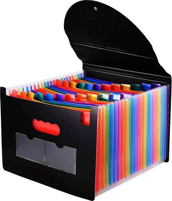 A4 Documentenmap, 24 Vakken met Deksel, Waaiermap Sorteermap Kleurrijke ...