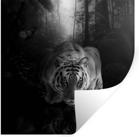 Muurstickers - Sticker Folie - Dieren - Vlinder - Tijger - Zwart - Wit - 120x120 cm -... | bol