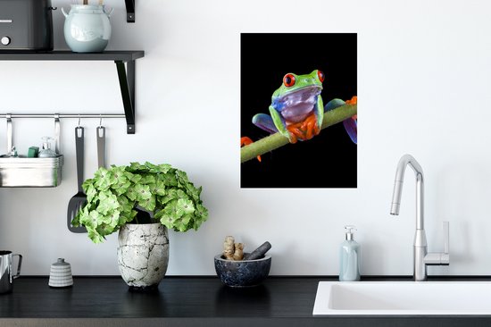 Muurstickers - Sticker Folie - Kikker - Plant - Zwart - 30x40 cm ...