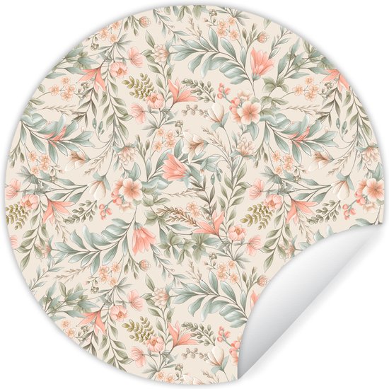 WallCircle - Muurstickers - Behangcirkel - Bloemen - Vintage - Patronen - 80x80 cm -... | bol
