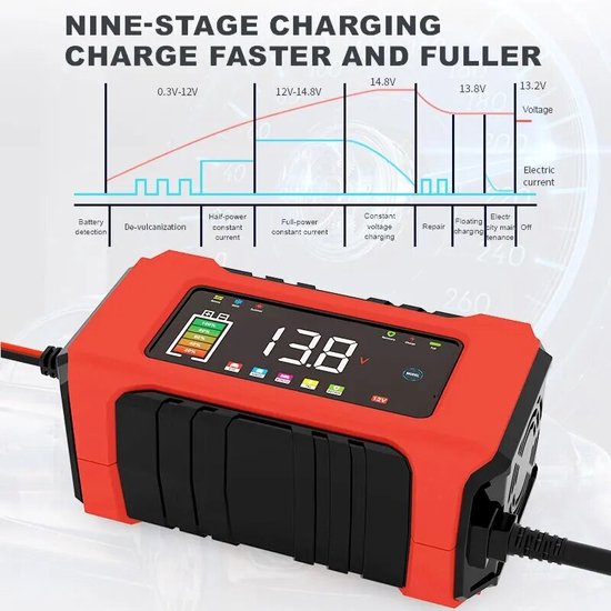 12V 6A volledig automatische auto-acculader pulsreparatie LCD ...
