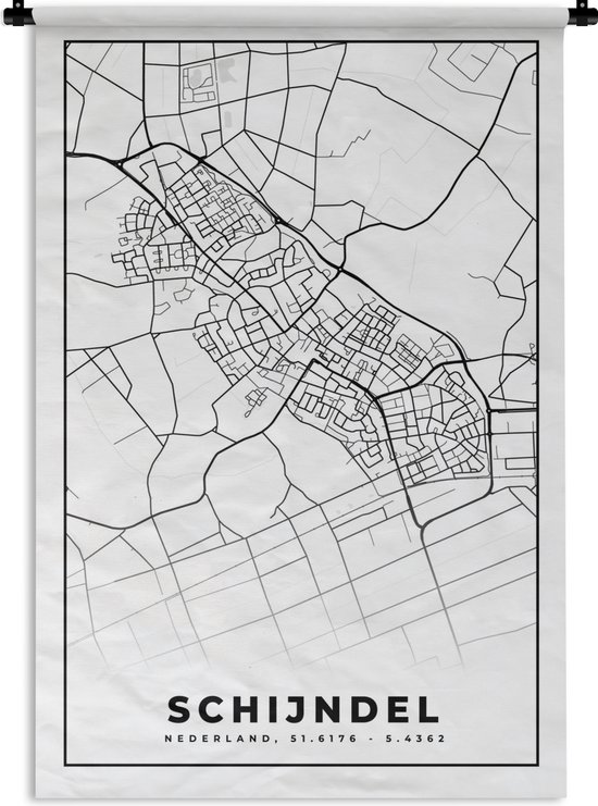 Wandkleed - Wanddoek - Stadskaart - Schijndel - kaart - plattegrond ...