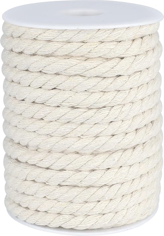Macrame garen 8 mm x 20 m koord wit, katoenen koord, katoenen koord ...