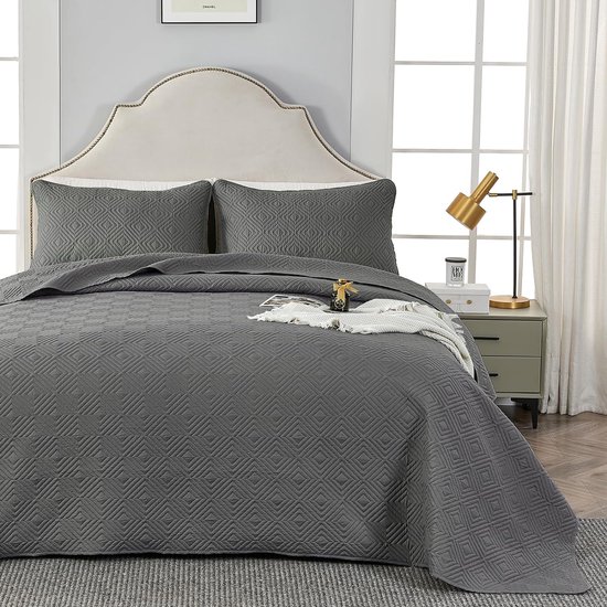 Sprei 260 x 280 cm, bedsprei, donkergrijs, microvezel sprei, bedsprei ... Sprei 260 x 280 cm, bedsprei, donkergrijs, microvezel sprei, bedsprei ...