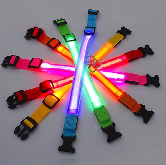 LED Halsband + Airtag houder - Waterdicht - Schockbestendig - Maat S 28 ...