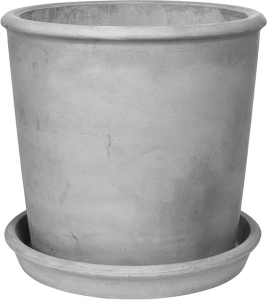 Broste Copenhagen bloempot Rolf Fiberclay met schotel Charcoal L 50 x ...