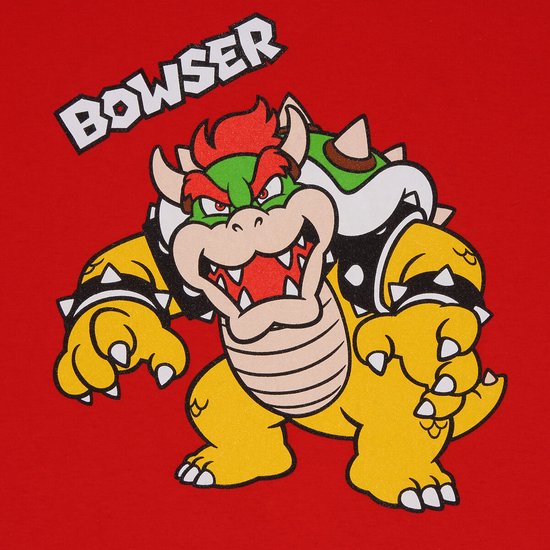 T-Shirt met Korte Mouwen voor kinderen Super Mario Bowser Text Rood - 5 ...