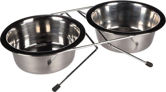 Flamingo Duo Diner voerbak Inox - 2 x 9 cm | bol