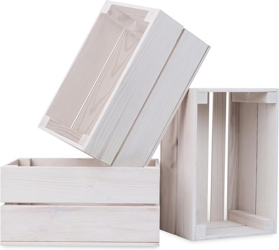 Houten kist Mini Vintage Wit 30 x 20 x 15 - Wijnkratten Houten Vintage ...