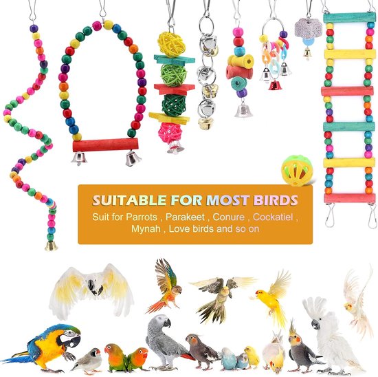 8 stuks papegaaienspeelgoed vogels parkiet kooi speelgoed valkparkiet vogel kauwen... | bol