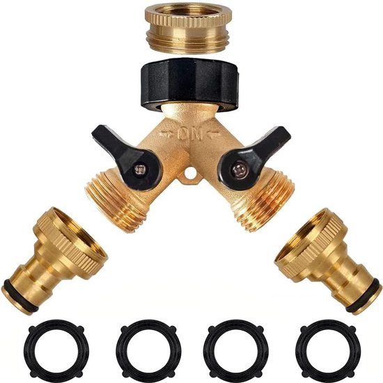 2-weg Y-verdeler met 3/4 inch messing slangaansluiting om 2 apparaten aan te sluiten,... | bol