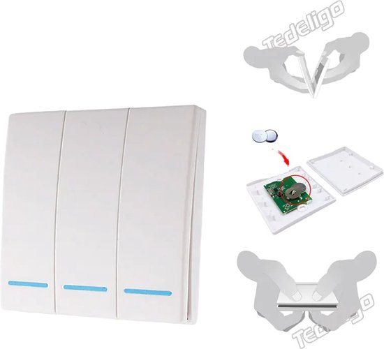 Slimme Draadloze Schakelaar | Wit | RF 433 Mhz | 3 knoppen | Inclusief ...