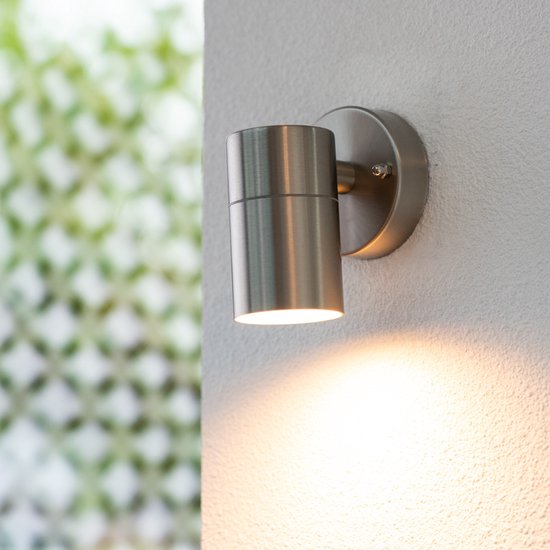 Set van 4 dimbare LED Wandlamp Mason 2700K - RVS - IP44 - GU10 - Incl ...