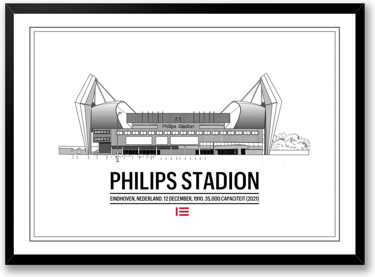Philips Stadion poster | wanddecoratie PSV Eindhoven zwart wit poster ...