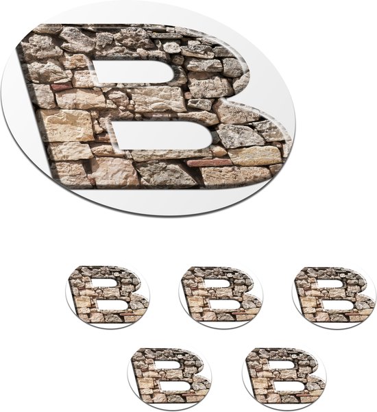 Onderzetters voor glazen - Rond - Letter B van stenen - 10x10 cm - 6 ...