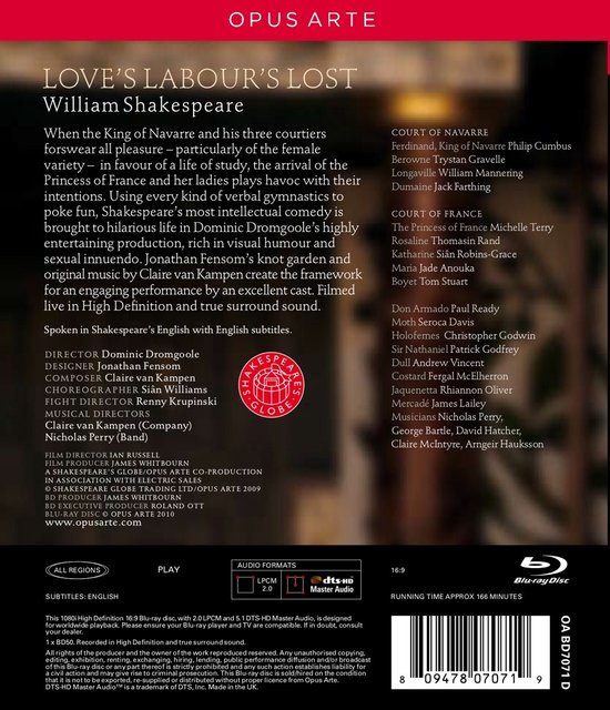 Shakespeare's Globe - Shakespeare: Love's Labour's Lost (Blu-ray), Gravelle | Muziek | bol.com