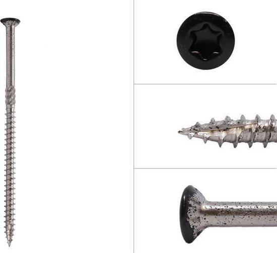 Wovar Tuinschroeven Zwart RVS 410 4 x 80 mm Torx 20 met snijpunt | Doos ...