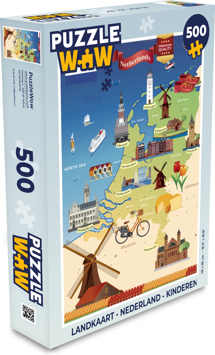 Puzzel Landkaart - Nederland - Kinderen - Legpuzzel - Puzzel 500 ...
