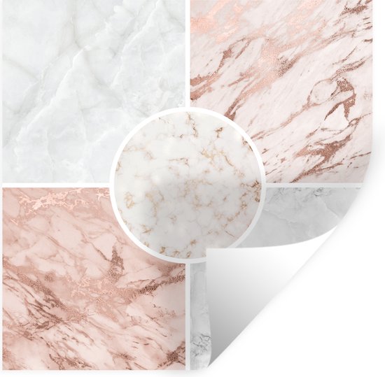 Muurstickers - Sticker Folie - Marmer - Rosé - Wit - 80x80 cm ...