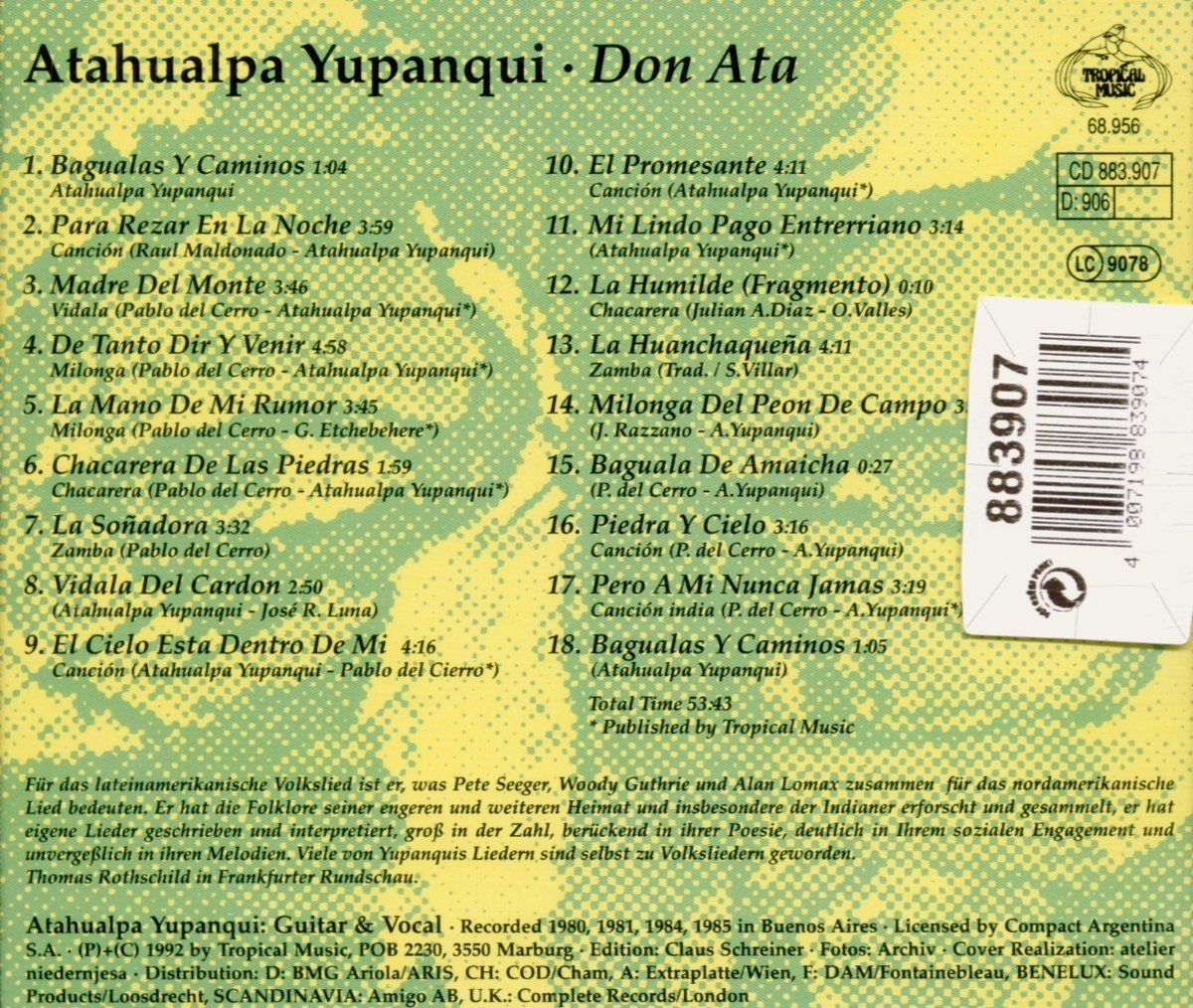 Atahualpa Yupanqui - Don Ata (CD), Atahualpa Yupanqui | CD (album) | Muziek | bol.com