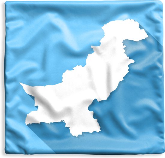 Kussenhoes 40x40 cm - tekening van een witte kaart van Pakistan op een ...