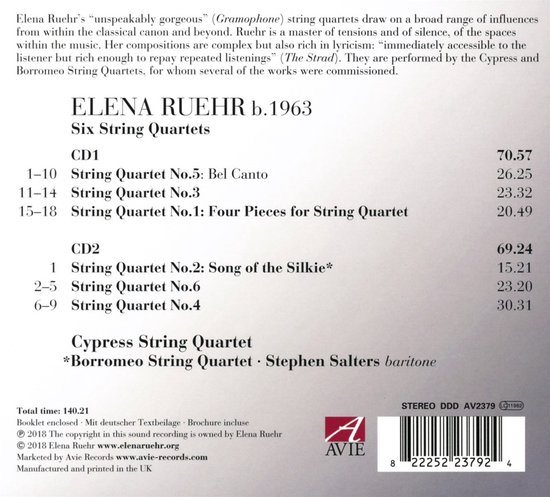 Cypress String Quartet, Borromeo String Quartet, Stephen Salters - Elena Ruehr: Six... | bol