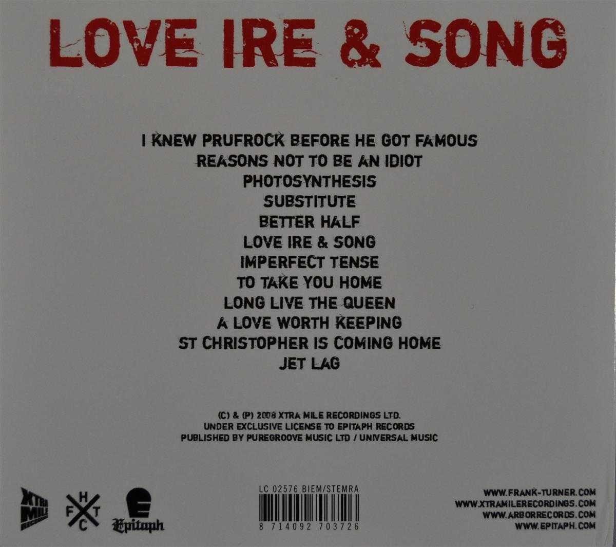 Frank Turner - Love, Ire & Song (CD), Frank Turner | CD (album ...