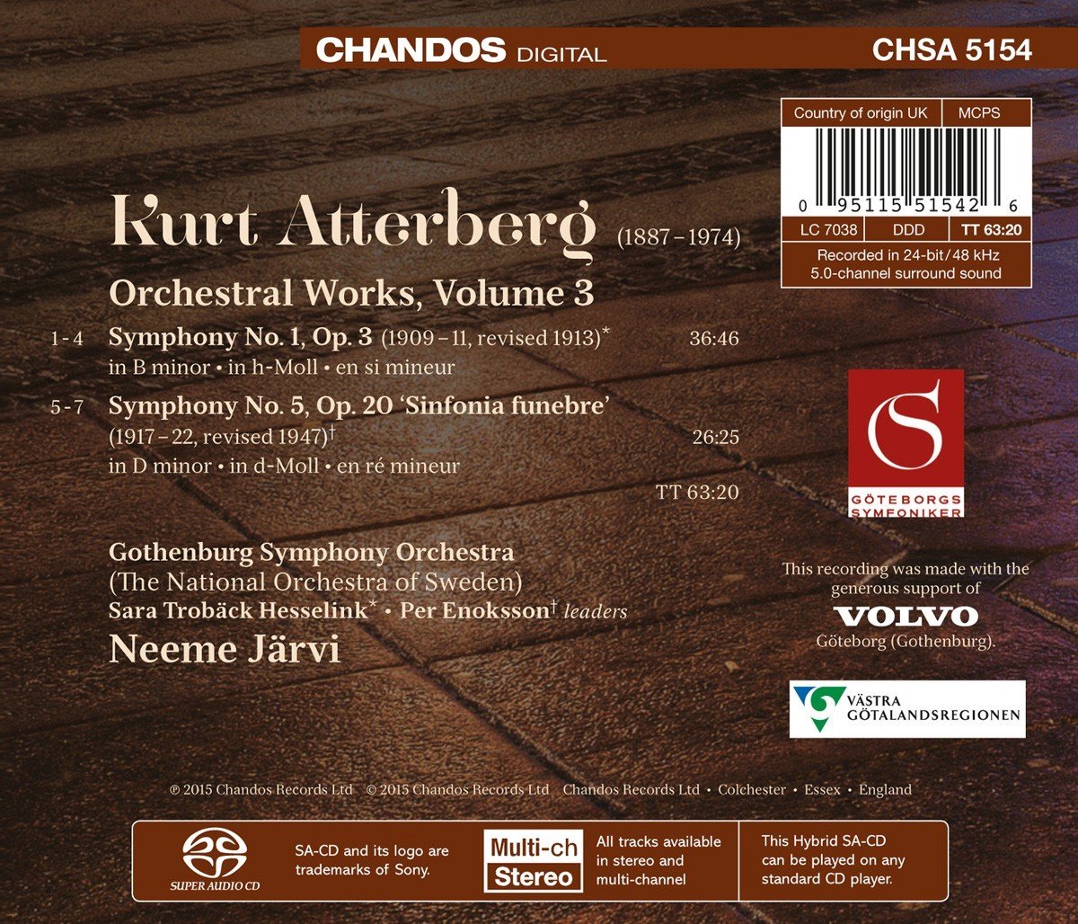 Gothenburg Symphony Orchestra, Neeme Järvi - Atterberg: Orchestral Works Vol. 3 (Super... | bol.com