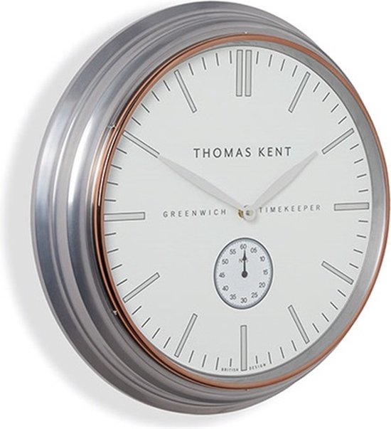 Thomas Kent - Klok Timekeeper zilver - koper Ø76CM | bol