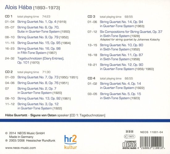 Hába Quartett - Hába: Complete String Quartets (4 CD), Haba Quartett ...