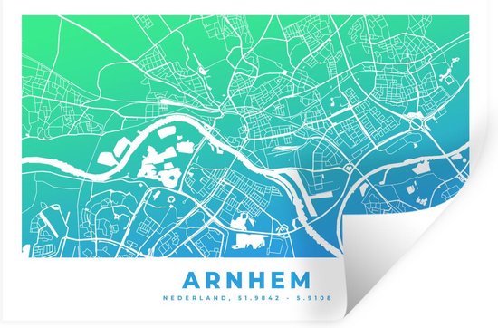 Muurstickers - Sticker Folie - Stadskaart - Arnhem - Blauw - 60x40 cm - Plakfolie -... | bol