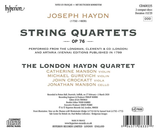 The London Haydn Quartet - String Quartets Op 76 (2 CD), The London Haydn Quartet | Muziek | bol