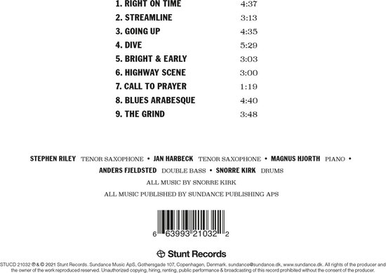 Snorre Kirk Quartet & Stephen Riley - Going Up (CD), Snorre Kirk ...