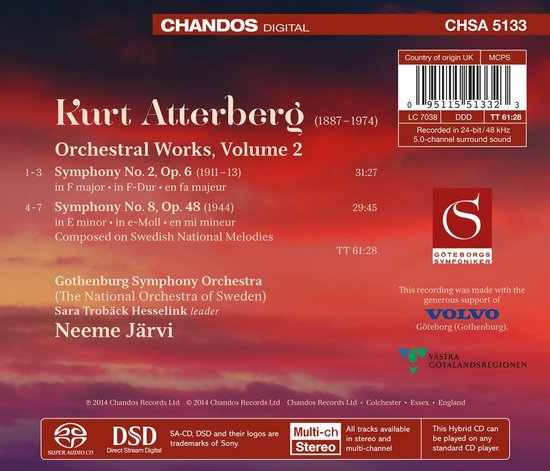 Gothenburg Symphony Orchestra, Neeme Järvi - Atterberg: Orchestral Works Vol. 2 (Super... | bol