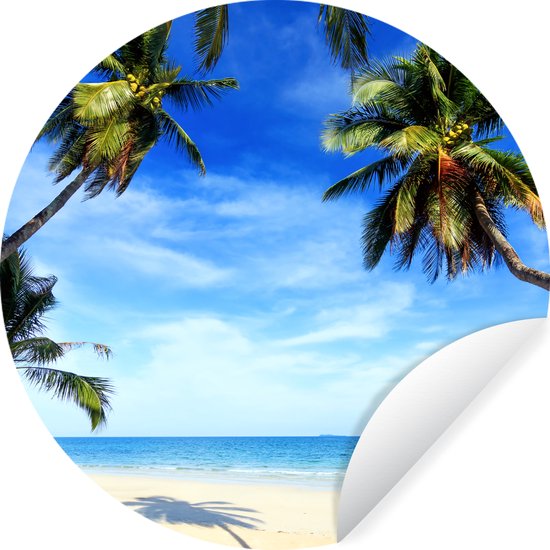 WallCircle - Muurstickers - Behangcirkel - Palmbomen - Strand - Zee - 120x120 cm -... | bol