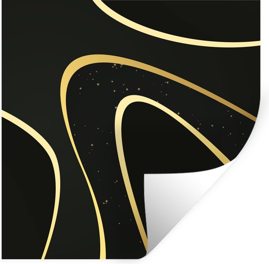 Muurstickers - Sticker Folie - Gouden golven op een zwarte achtergrond ...
