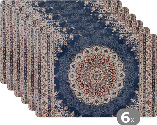 Placemat - Perzisch Tapijt - Vloerkleed - Mandala - 45x30 cm - 6 stuks ... Placemat - Perzisch Tapijt - Vloerkleed - Mandala - 45x30 cm - 6 stuks ...