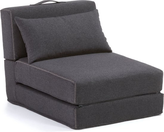 Kave Home - Arty poefbed in donkergrijs 70 x 89 (200) cm | bol