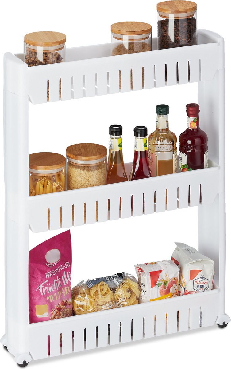 Relaxdays keukentrolley smal - keukenrek - opbergrek - voorraadrek ...