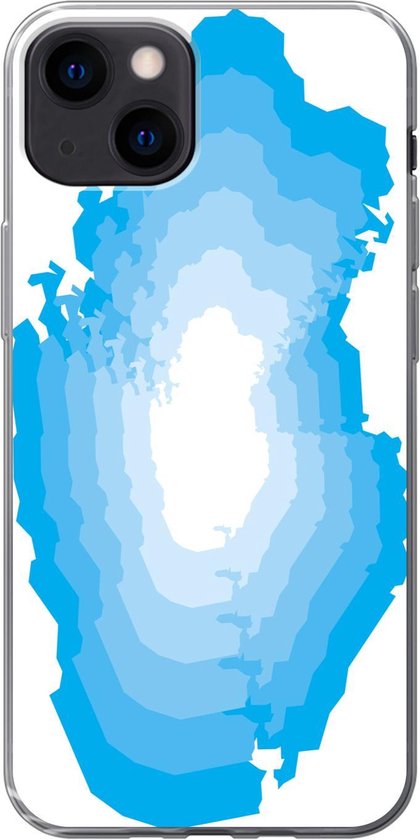 iPhone 13 hoesje - tekening van een blauwwitte kaart van Qatar - Siliconen Telefoonhoesje | bol