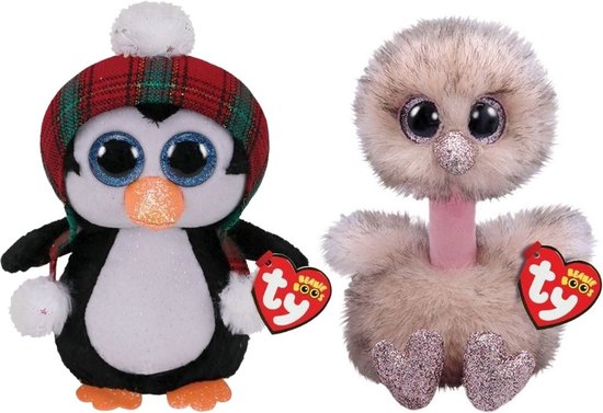Ty - Knuffel - Beanie Boo's - Christmas Cheer Penguin & Henna Ostrich | bol
